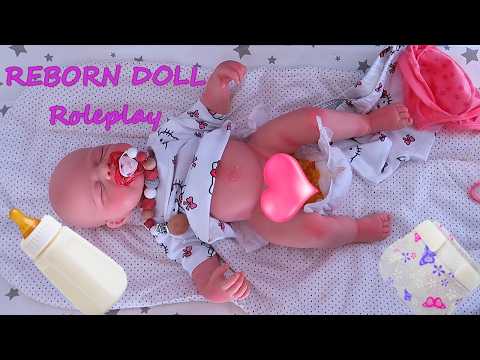 Morning routine with Sofia, a realistic silicone baby - Feeding and changing the diaper