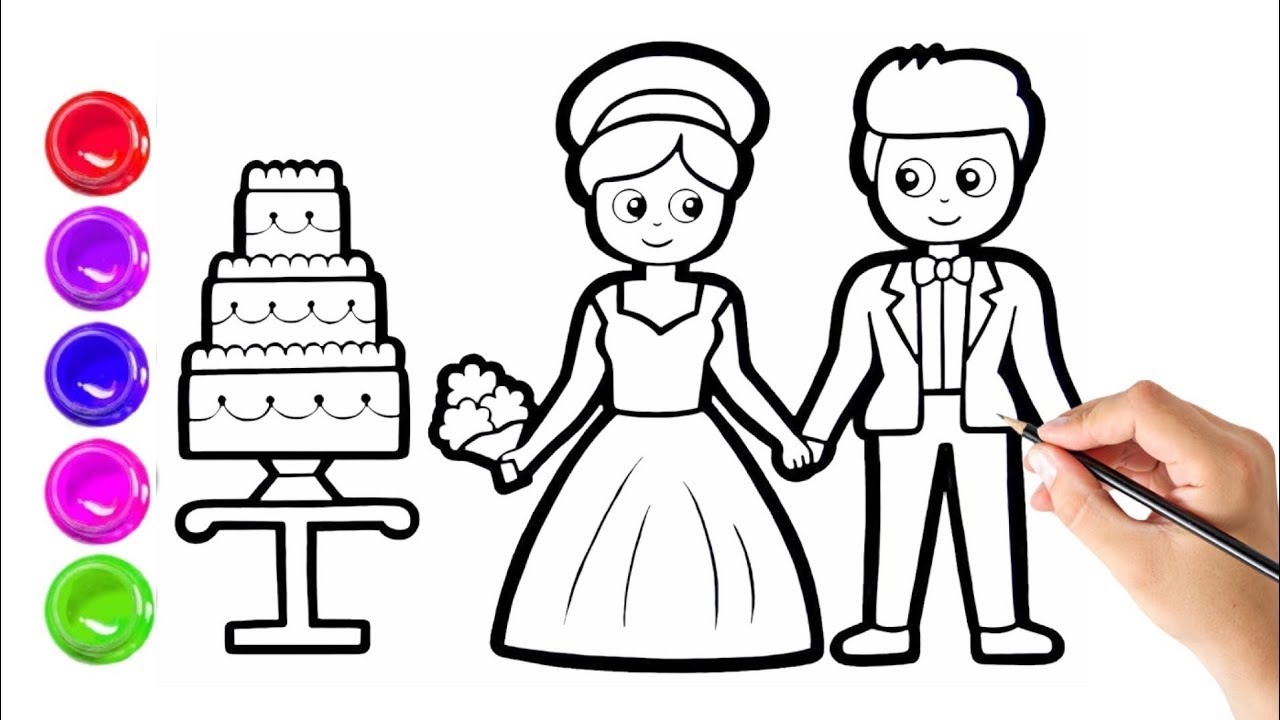 How to draw Cute Couple and Colouring for kids and toddlers ABCD rhymes ...