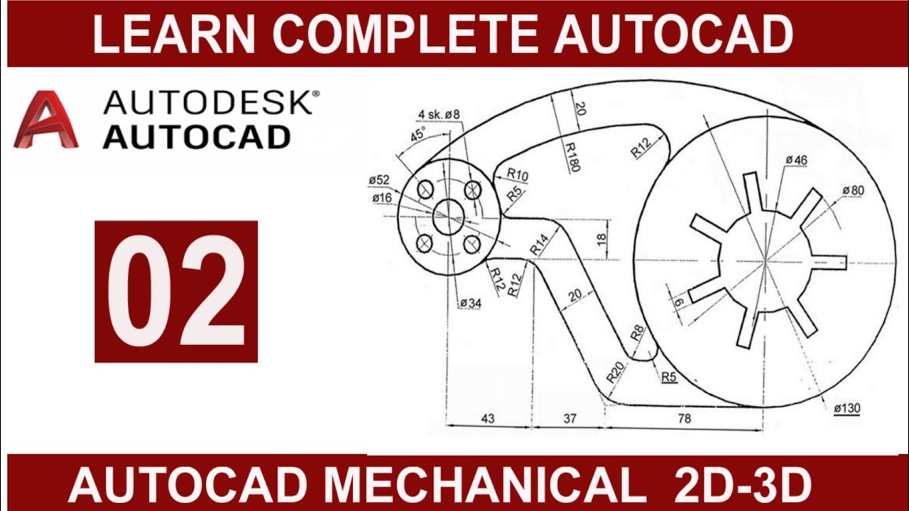 AutoCAD 2d Drawing | Mechanical 2d Practice drawing | AutoCad Practice ...