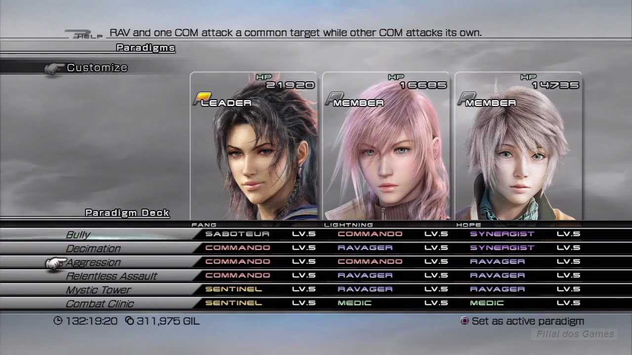 Final Fantasy XIII | Paradigm Suggestion for Fang / Lightning / Hope ...