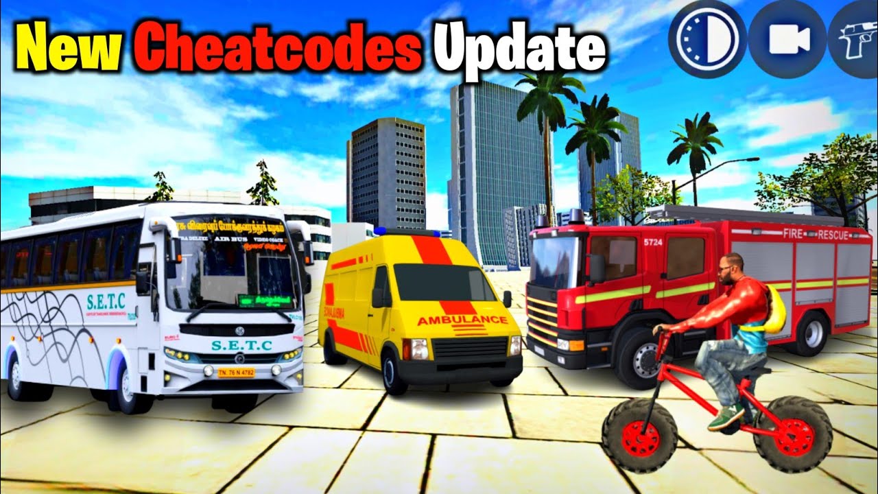 New Bus + Ambulance and Fire Truck Cheatcode in Indian Bikes Driving 3d game - YouTube