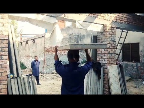 How to lay a precast roof Slap Gutter پرکاسٹ چھت - YouTube
