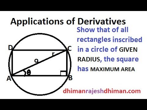 SHOW THAT OF ALL THE RECTANGLES INSCRIBED IN A CIRCLE OF GIVEN RADIUS ...
