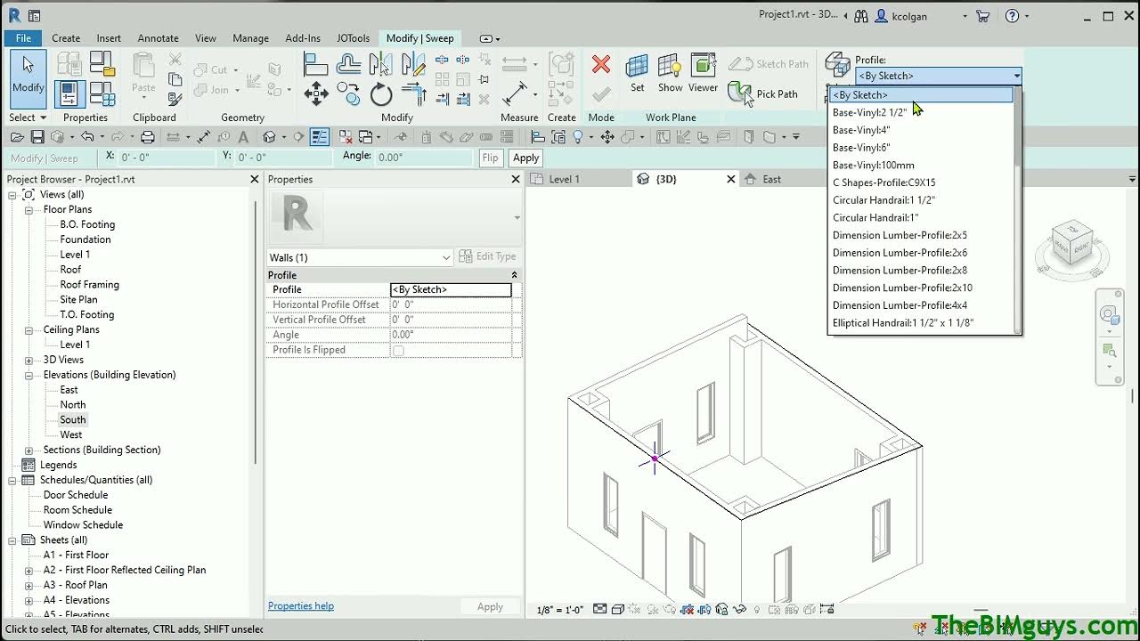 Revit - Custom Sweeps to add custom objects to a Revit Model - CADtechSeminars.com - YouTube
