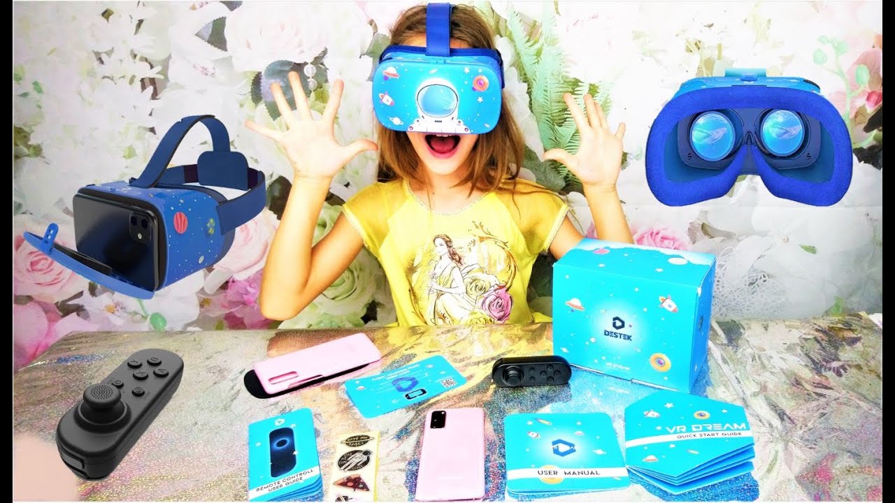 DESTEK VR Virtual Reality Kids Headset Eye Protected HD w/Bluetooth ...