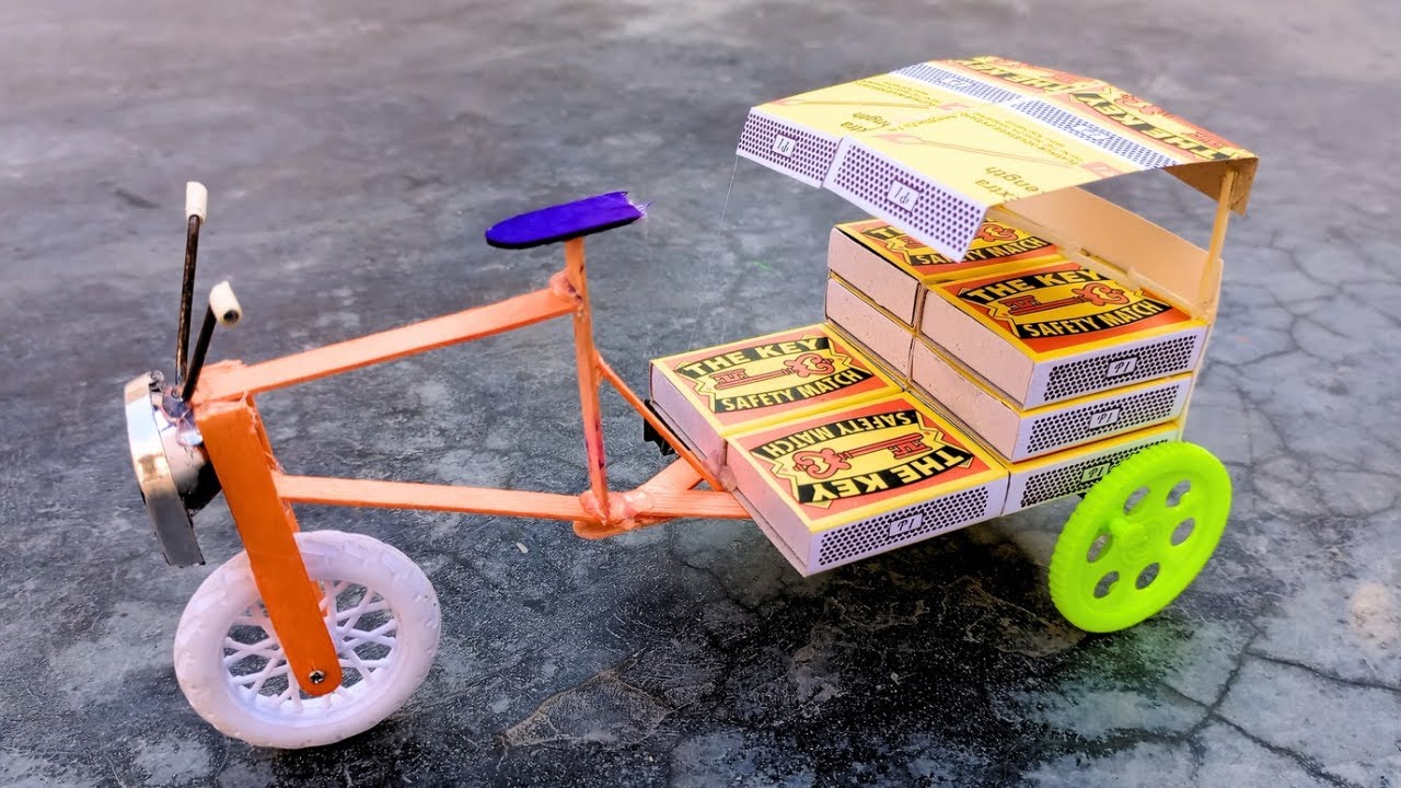 Build Your Own Cycle Rickshaw from matchbox | diy rickshaw toy homemade ...