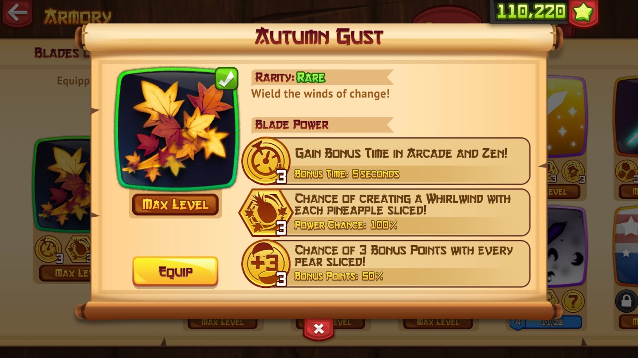 Fruit Ninja - New Blade Power! Autumn Gust Blade! (Old) - YouTube