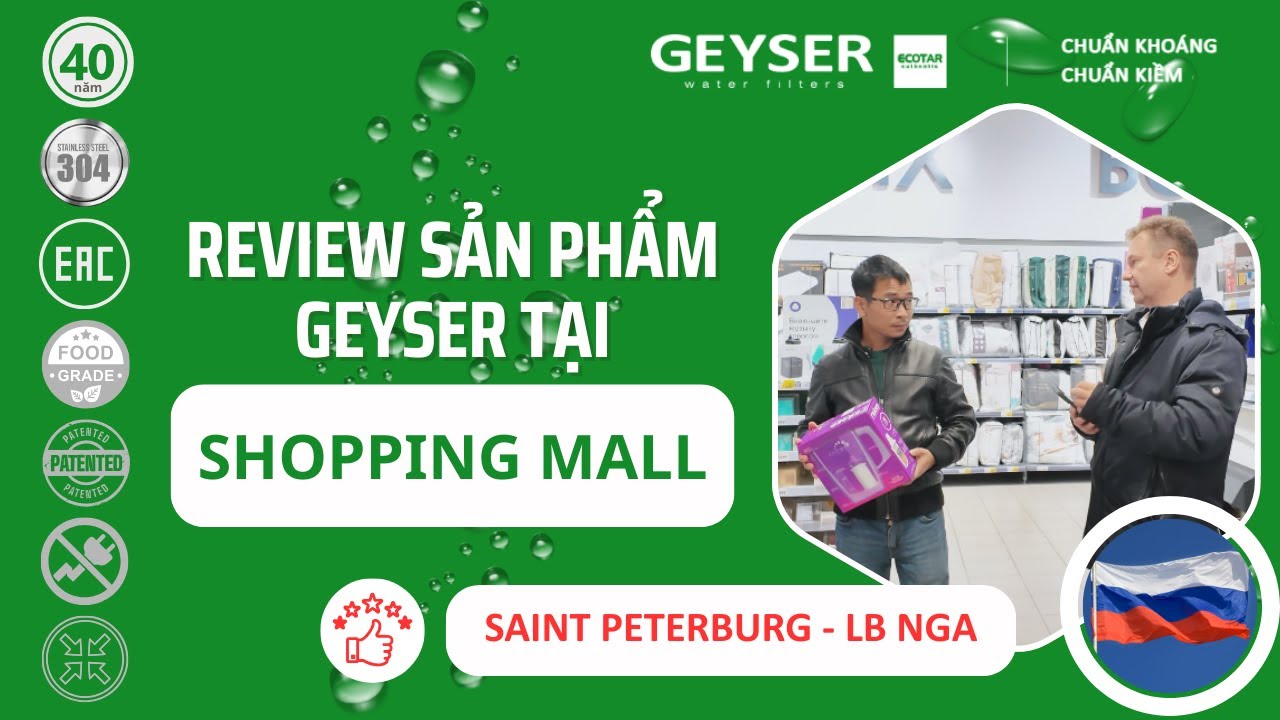 Review sản phẩm máy lọc nước Geyser được trưng bày ở siêu thị tại LB ...