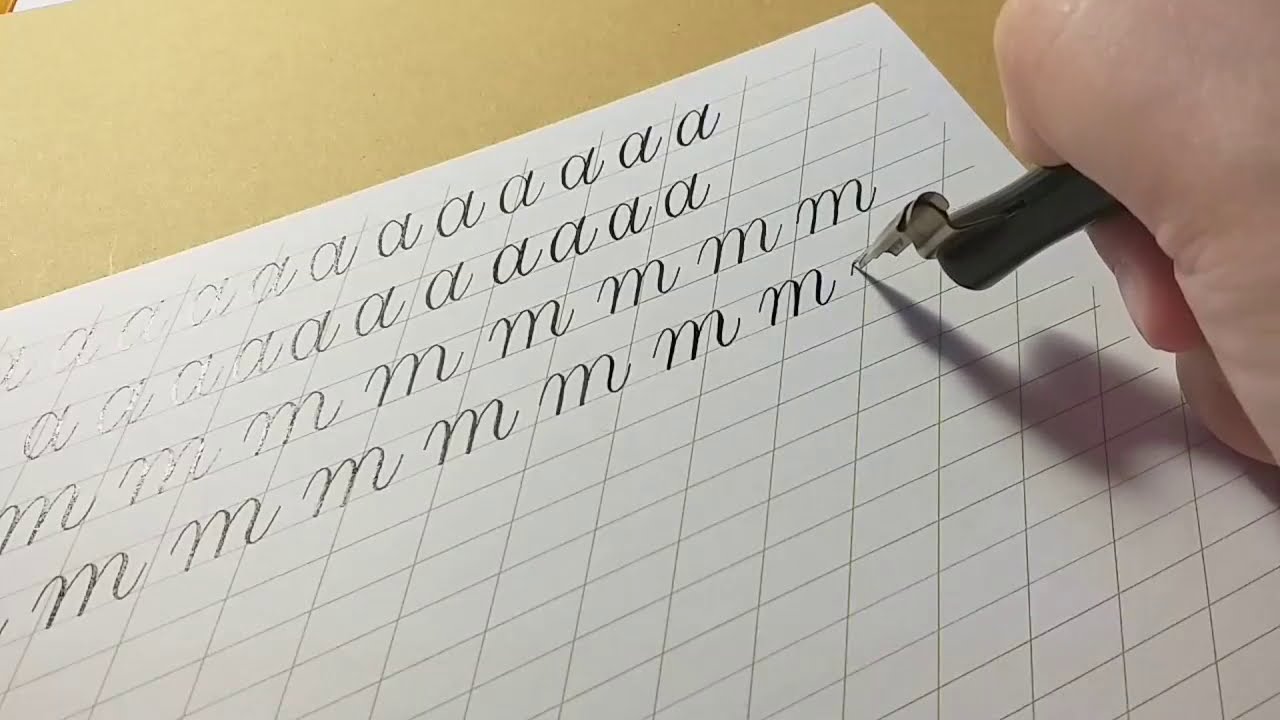 Letter m in Copperplate Calligraphy - minuscule practice - YouTube
