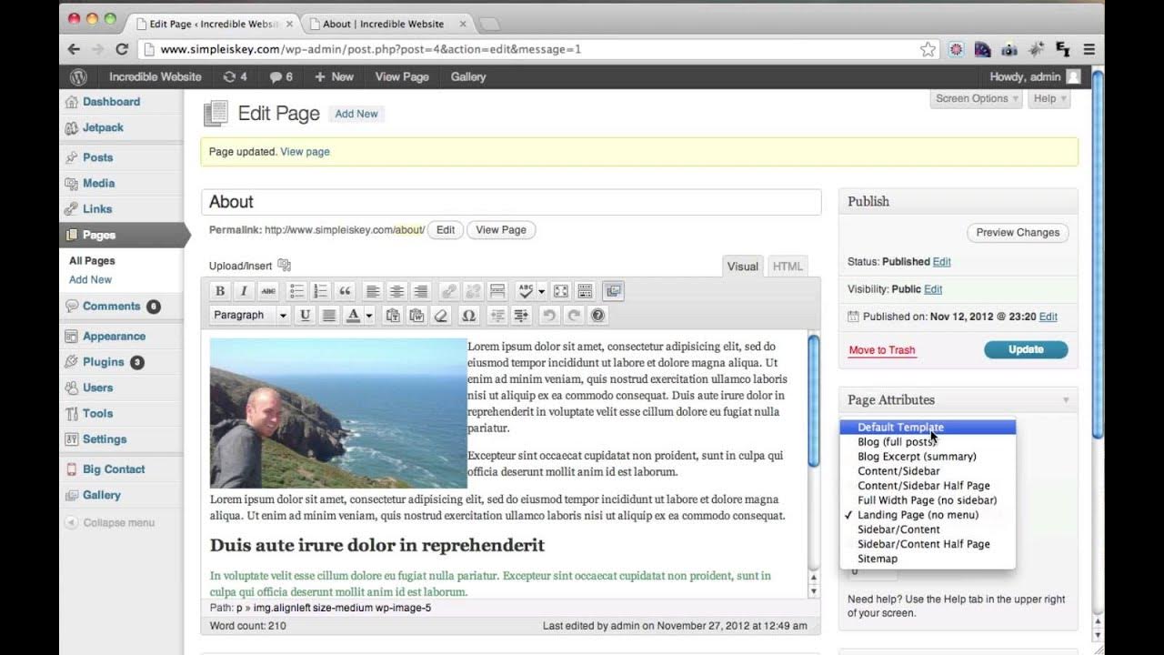 Using Wordpress Templates - YouTube