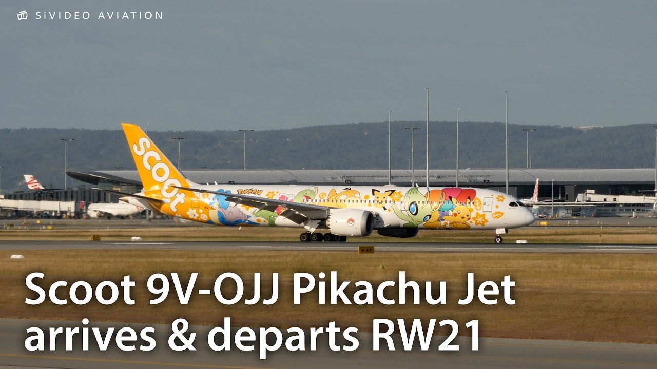 Scoot (9V-OJJ) [Pikachu Jet] arriving and departing RW21 at Perth ...