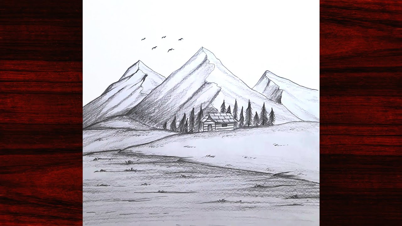 How to draw mountain drawing pencil sketch step by step - Simple step ...