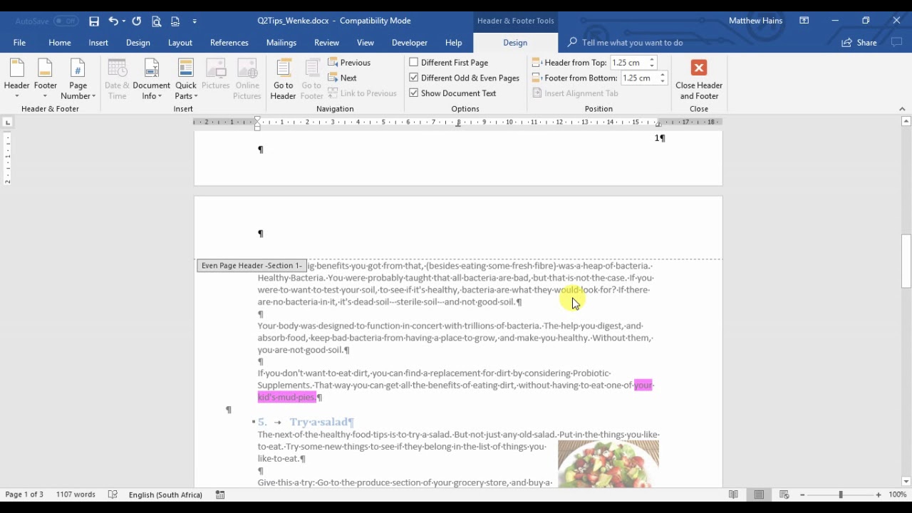 Odd & Even Page Numbering (2nd one) - YouTube