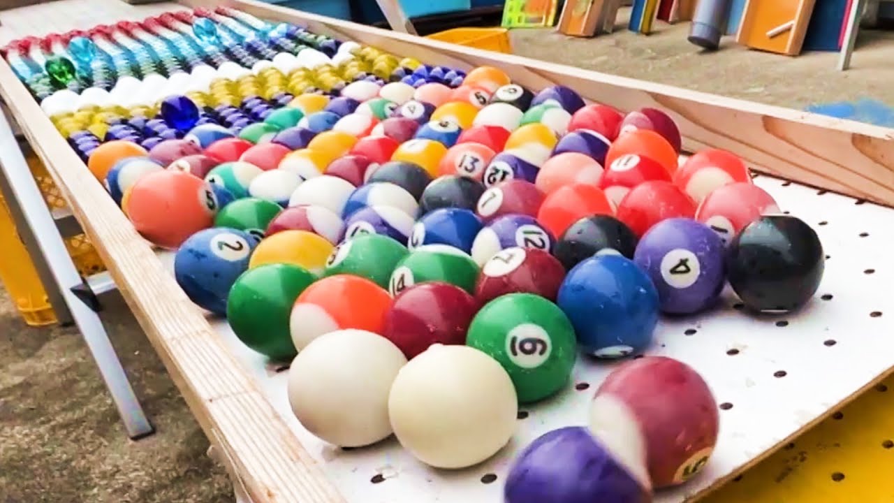 Marble run race ☆ Handmade wooden colorful slope & Dragon Ball billiard ...