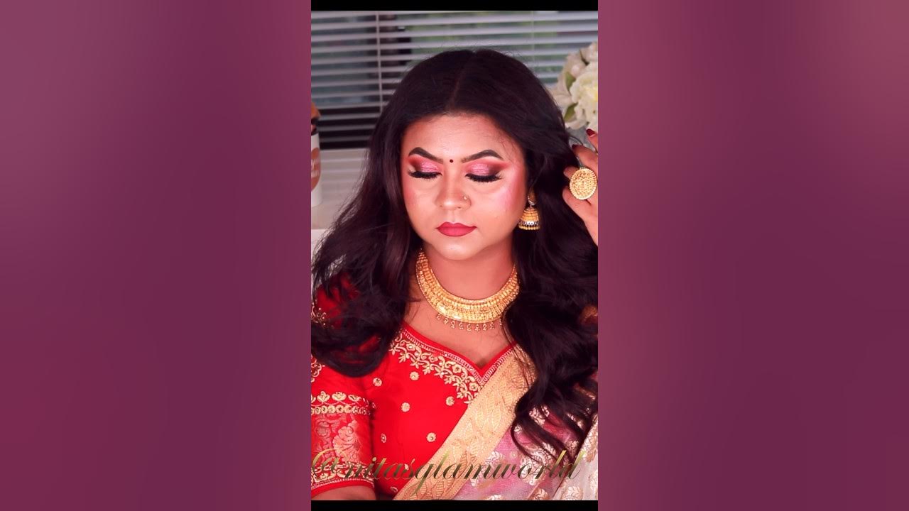Durga Puja 2023 Makeup Tutorial | Traditional Bengali Makeup | Red & White Saree | Ashtami Look ...