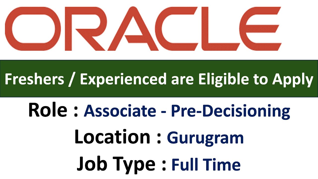 Oracle Hiring Associate - Pre-Decisioning I Freshers / Experienced are Eligible to Apply - YouTube
