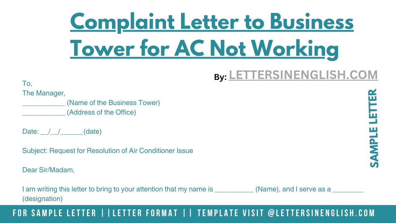 Business Complaint Letter Format