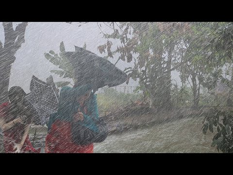 SUPER CRAZY RAIN! A VILLAGE PARADISE DESTROYED BY ASIA'S BIGGEST RAIN STORM AND WIND STORM! 😴