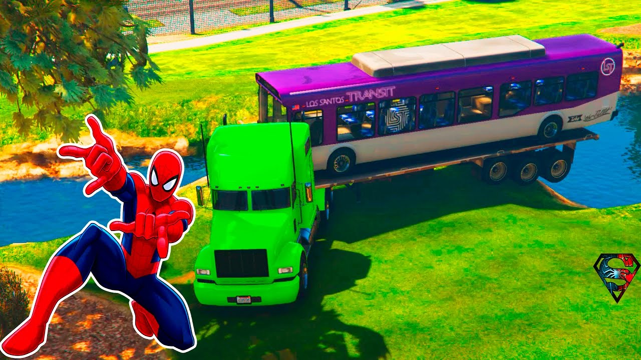 Color Bus for Kids Truck in Spiderman Car Cartoon & Colors For Children ...