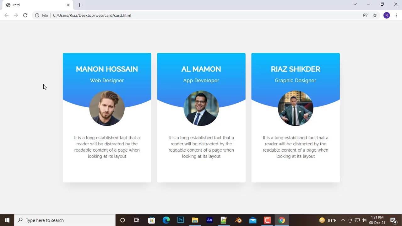 CSS Responsive Card Hover Effects | How To Create Simple CSS Card - YouTube