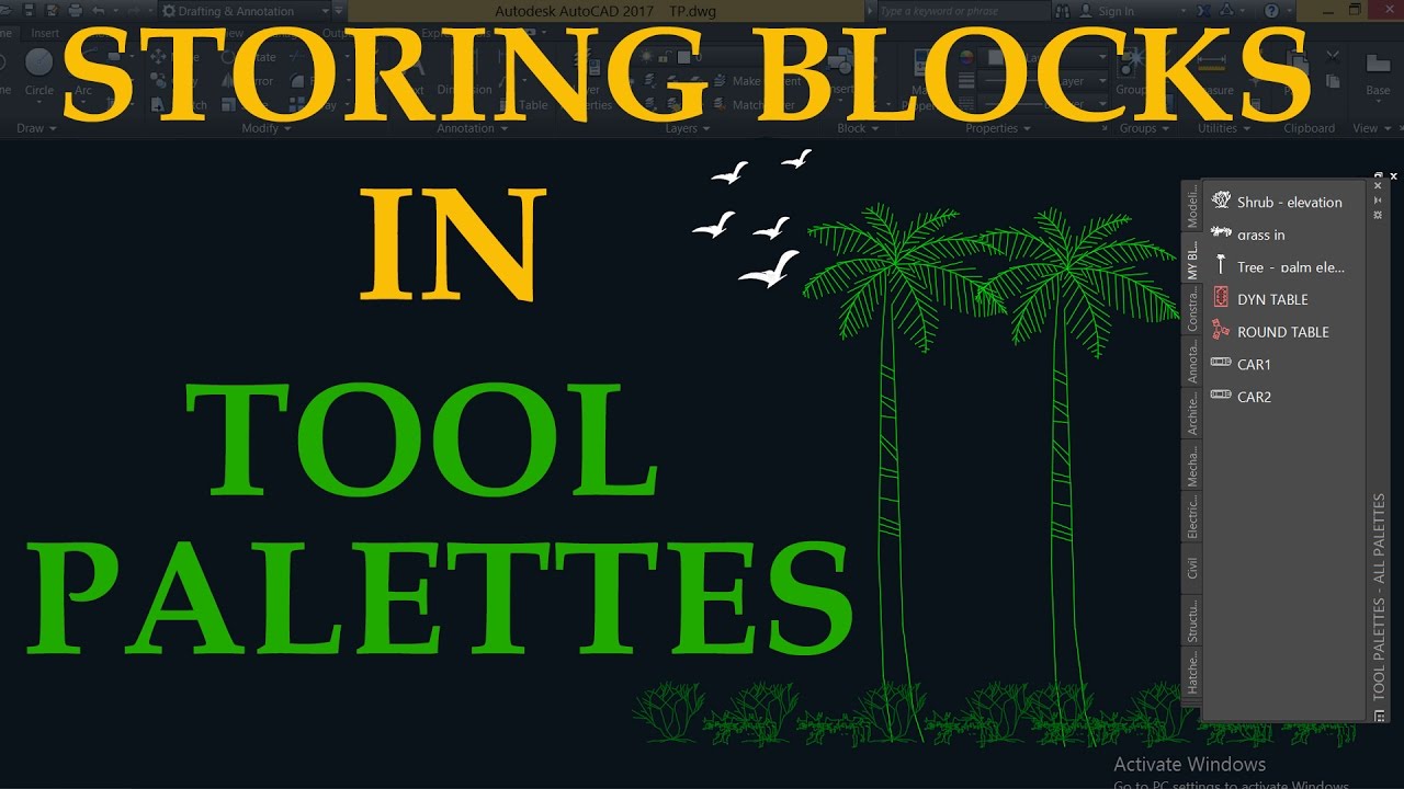 STORING AUTOCAD BLOCKS IN TOOL PALETTES | AUTOCAD DESIGN CENTER - YouTube