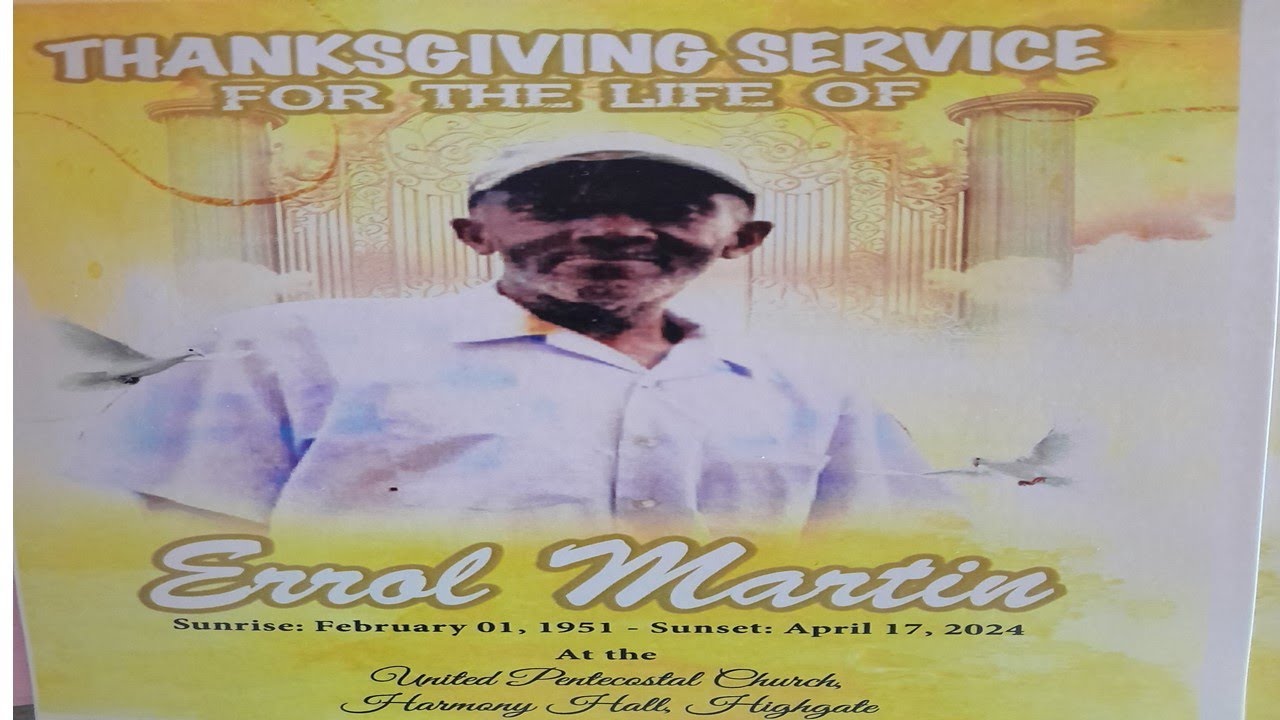Funeral Service for Errol Martin Saturday June 15, 2024 - YouTube