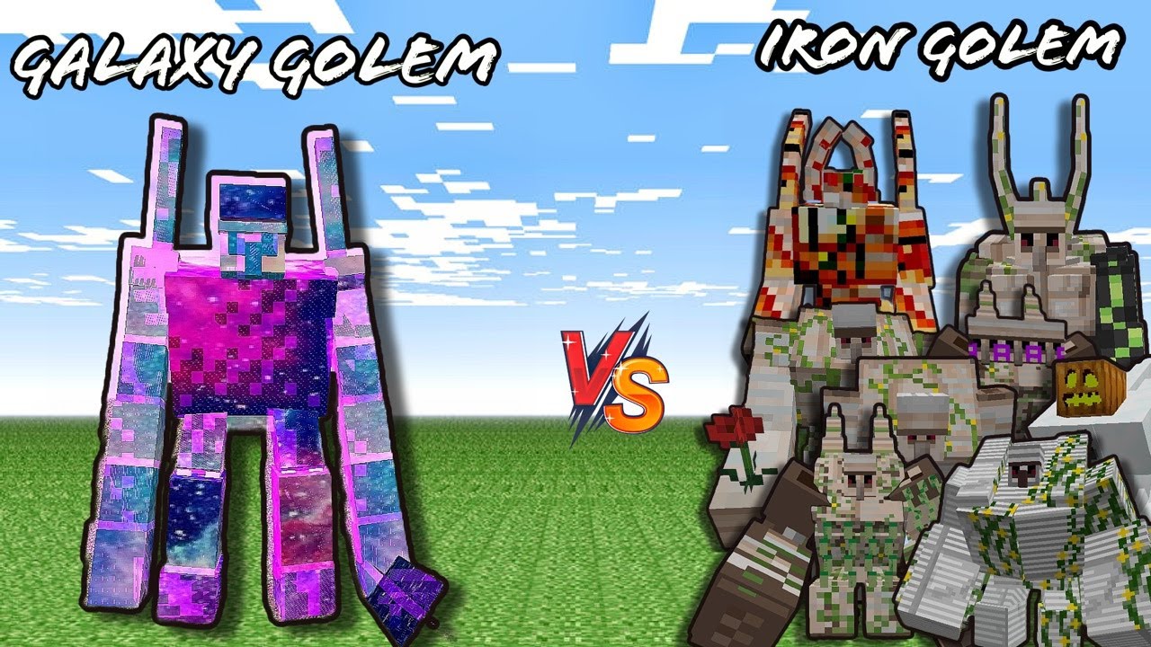 Galaxy golem vs all iron golems - YouTube