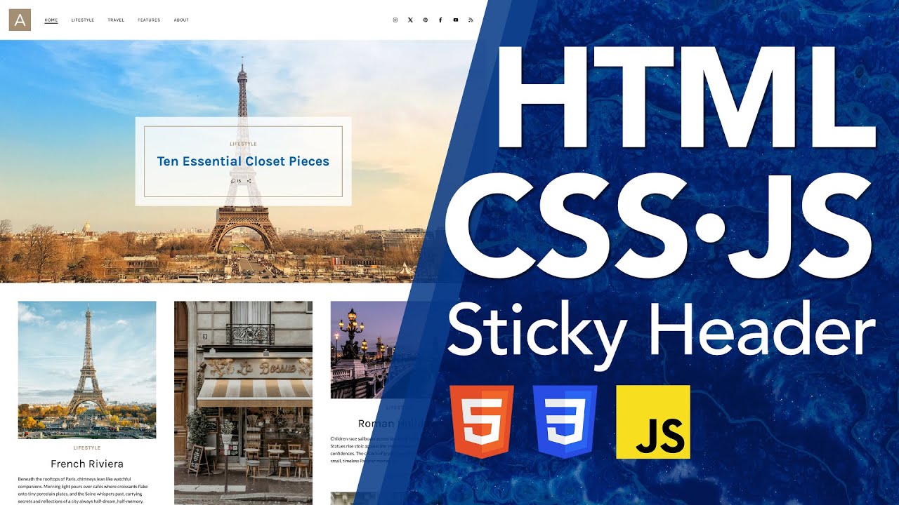 Build a Landing Page with HTML, CSS + JavaScript | Sticky Header on ...