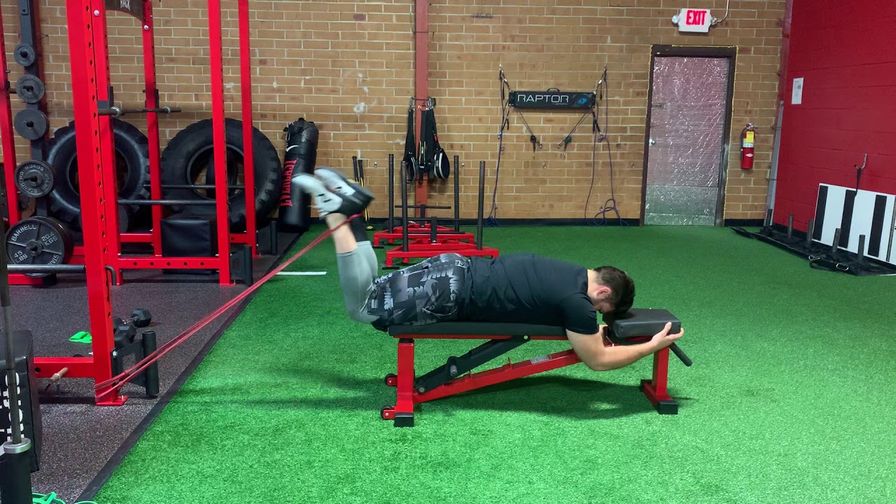 Prone 2 Band Hamstring Curls - YouTube