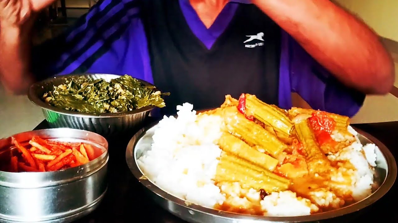ASMR MUKBANG | Humming Bird Tree Leaves Spinach | Drumstick Curry ...