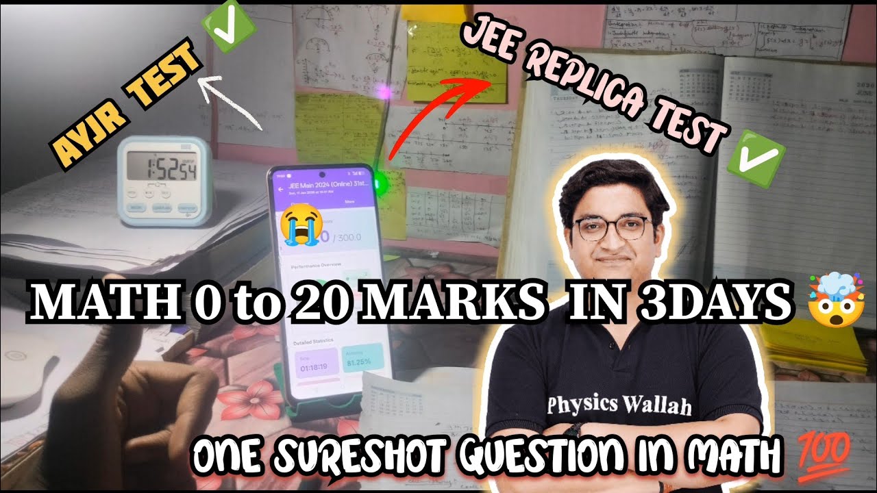 *Math 0 to 20 marks in 3days🤯||AYJR and JEE REPLICA test experience 💔😭 ...