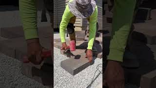 #unilock Paver patio in progress… #construction #patiopavers #patio #patiodesign #pavers #backyard