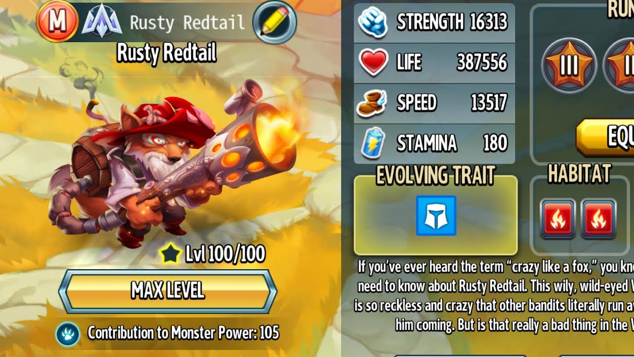 Monster Legends 4th of July monster Rusty Red Tail!!!! Review lvl 100 ...