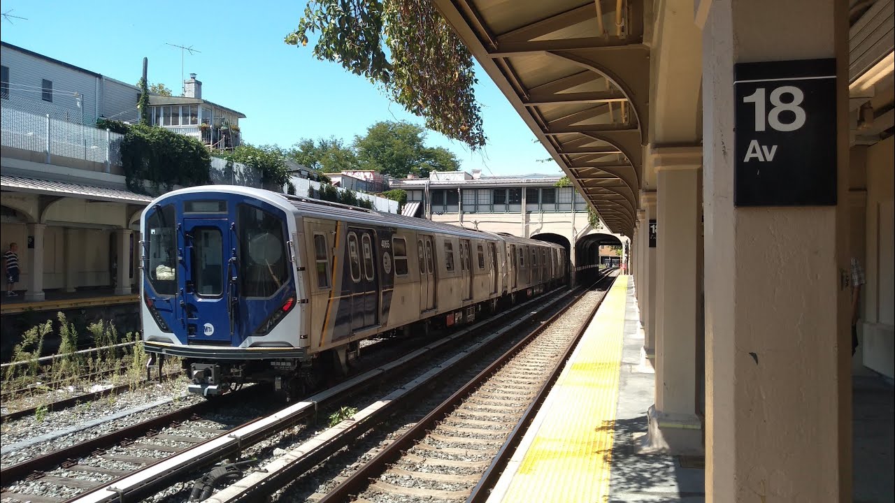 NYC Subway: R211 High Speed Emergency Brake Test Passing 18th Avenue ...