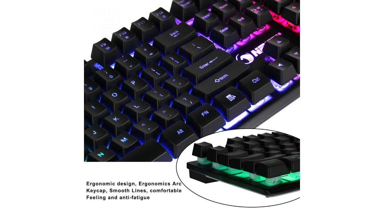 NPET K10 Wired Backlit Floating Gaming Keyboard, Mechanical Feeling ...