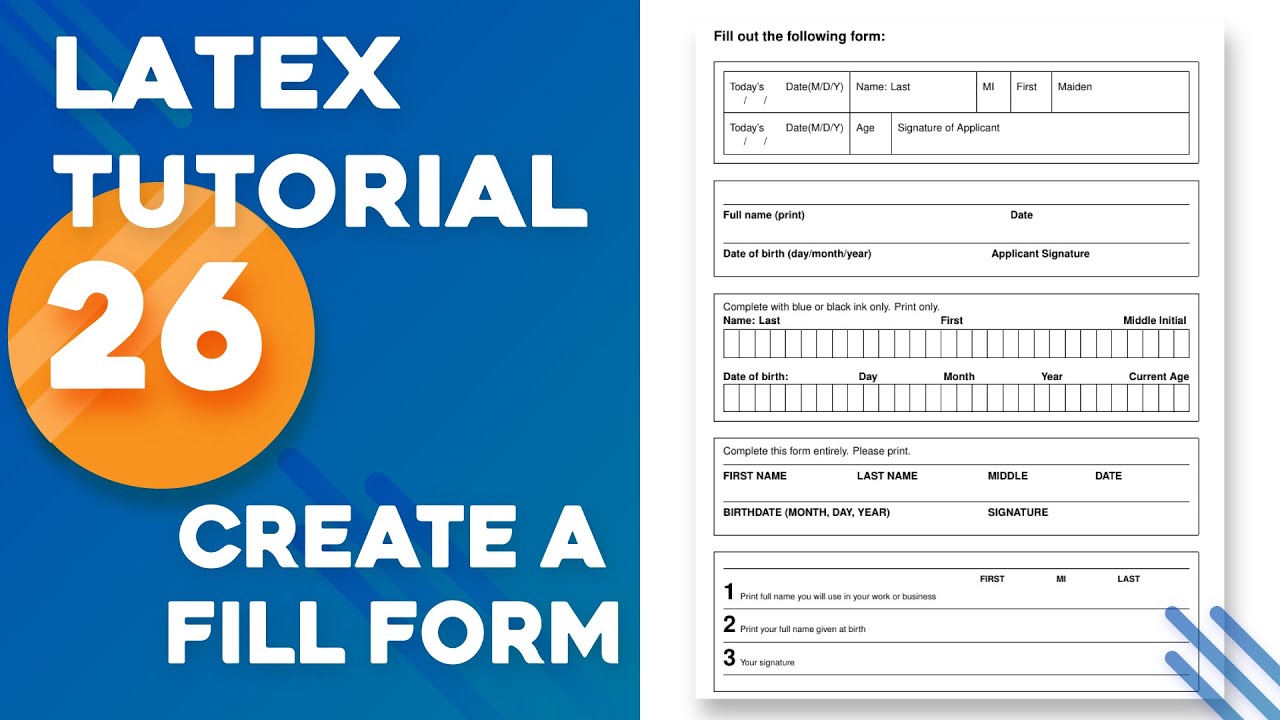 LaTex Tutorial # 26 | Create a Fill Form - YouTube
