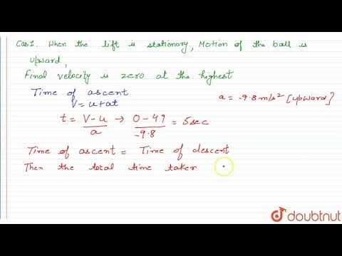 A boy standing on a stationary lift (open from above) throws a ball ...