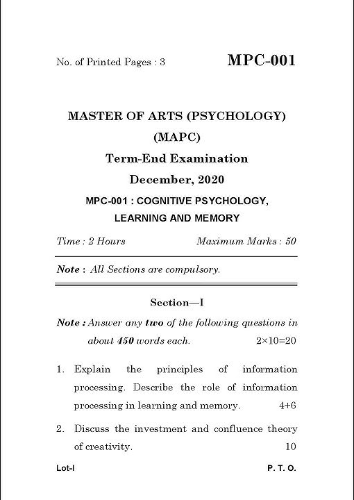 MPC - 001 DECEMBER 2020 QUESTION PAPER - YouTube