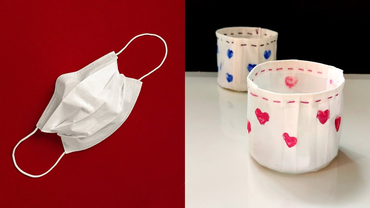 DIY||How to make a small fabric basket with a mask?|| craft - YouTube