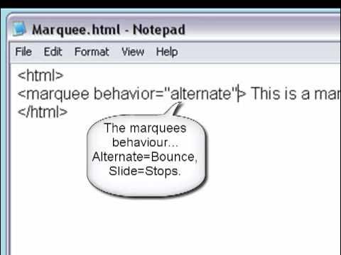HTML 2.) Marquees and how to use them. - YouTube