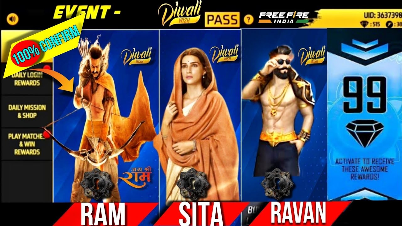 😲 Diwali Event Ram And Ravan Garena Free Fire 🤯 || 🪔 Ram Aur Ravan ...