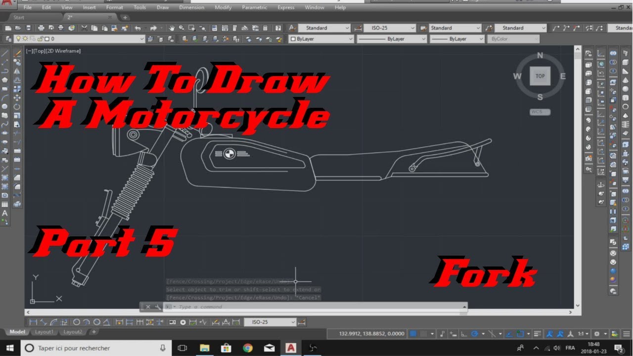 How To Draw A Motorcycle 2D Part 5 Fork [HD] - YouTube