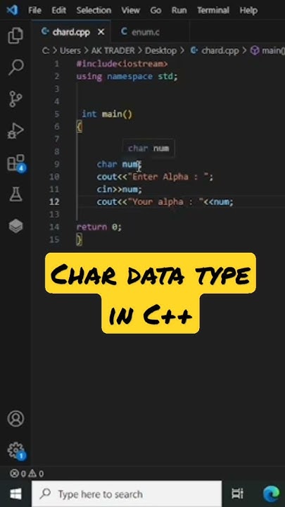 Char Data Type In C Shorts Short Char Inputoutput Facts Youtube