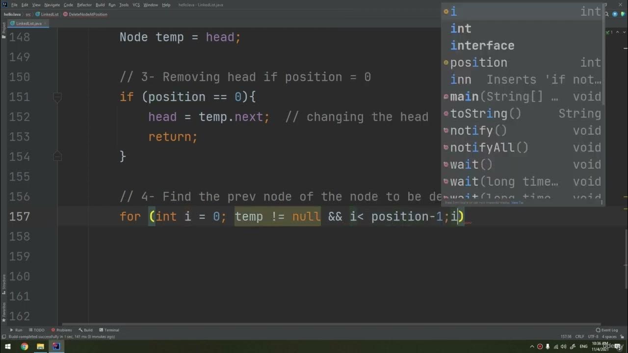 20 Exercise 46 Delete a Node at specific position - YouTube