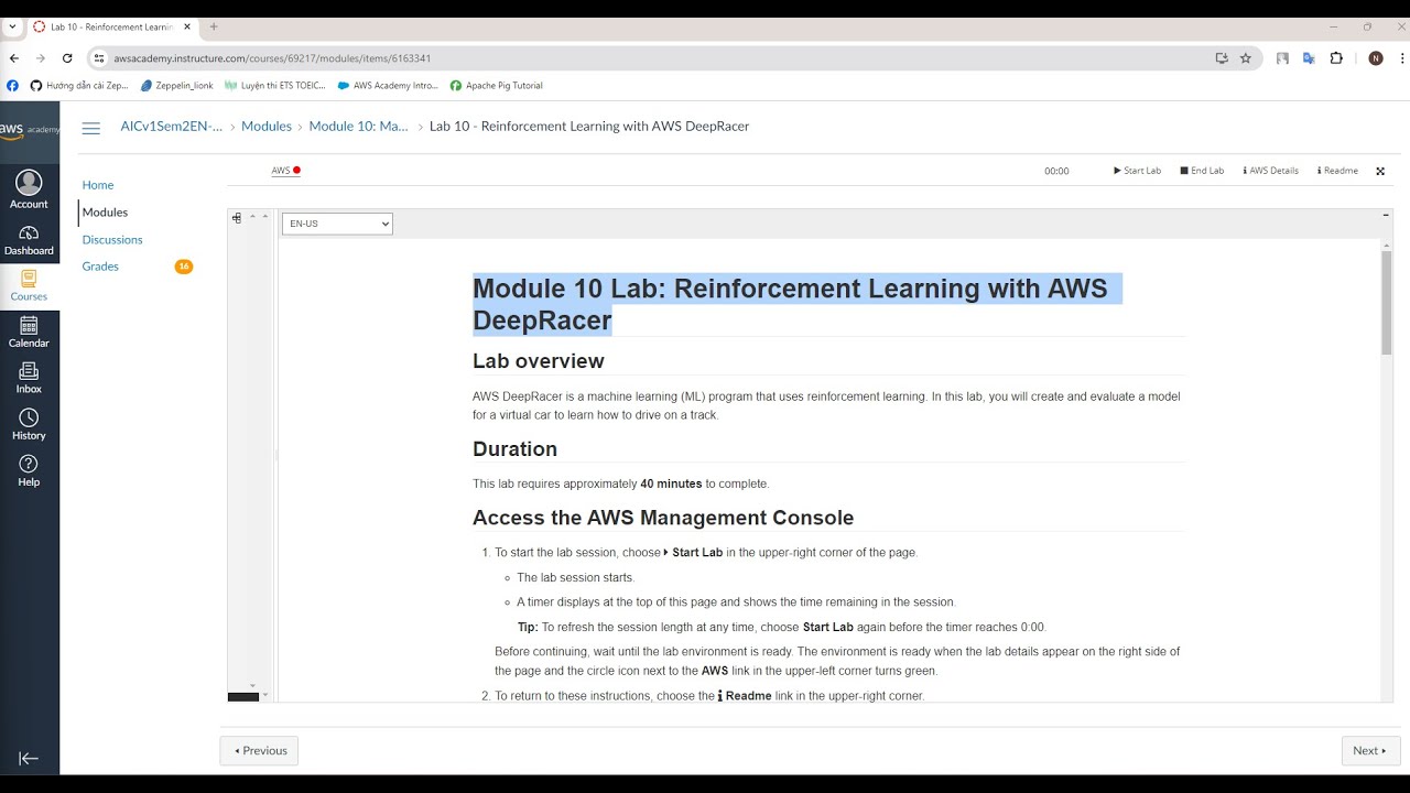 [Semester 2] Module 10 Lab: Reinforcement Learning with AWS DeepRacer Nguyễn Thành Trung ...