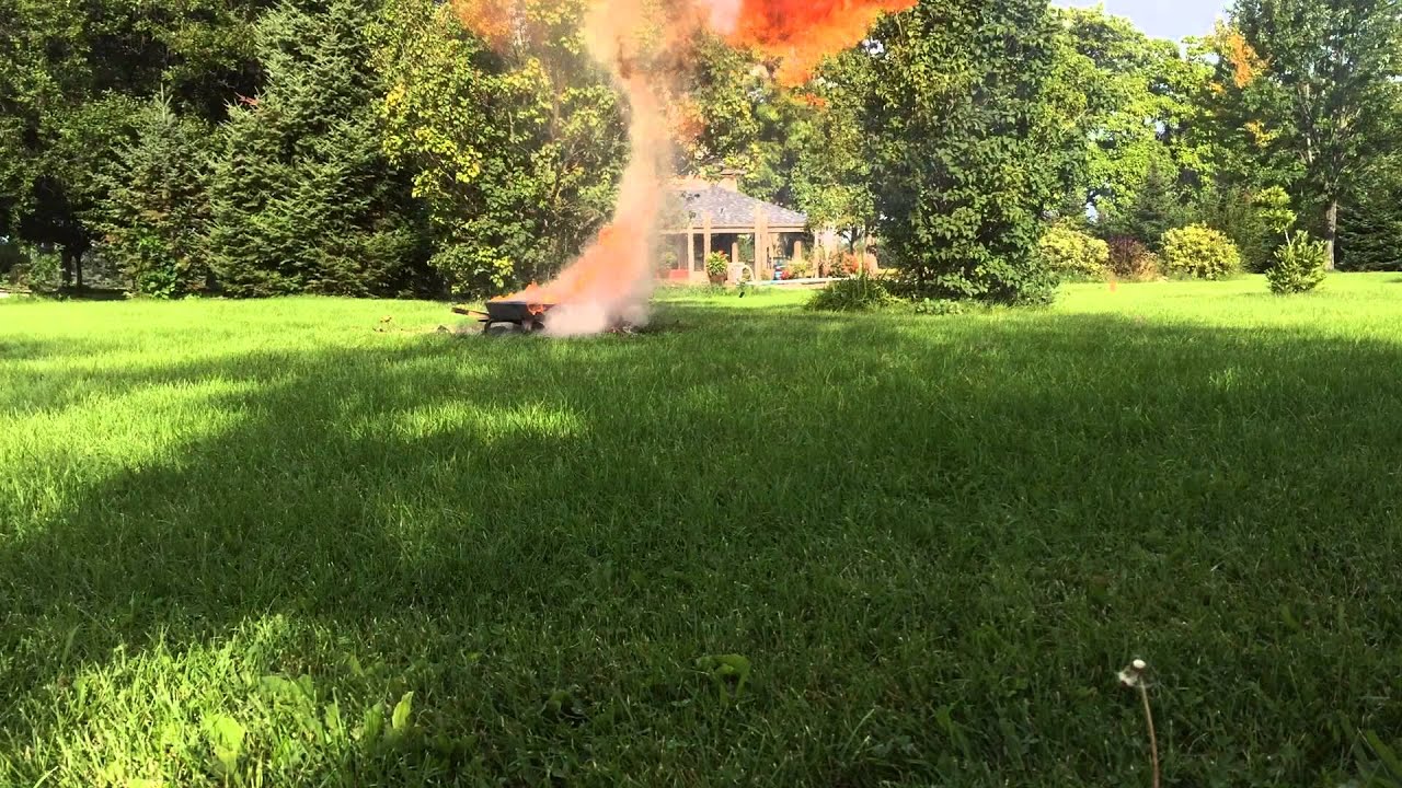 Exploding a bug spray container - YouTube
