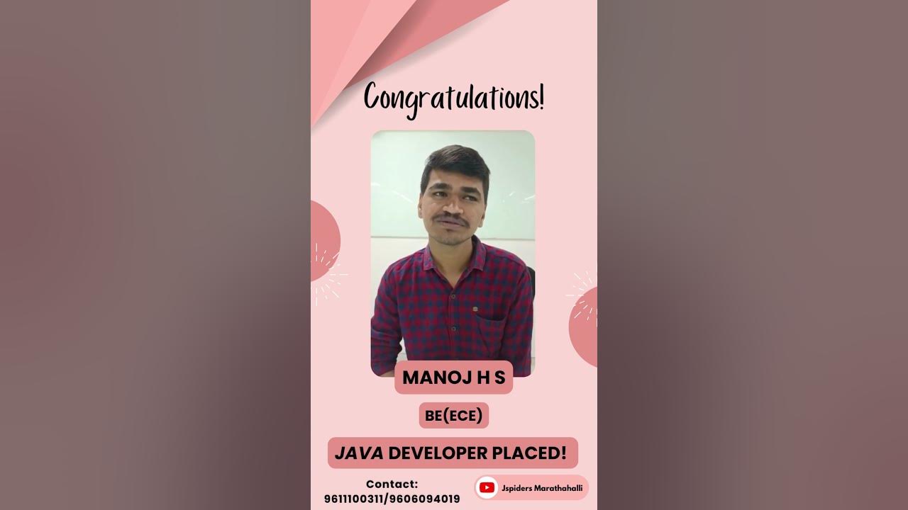Student Successfully Placed | Java Full Stack Development | Jspiders Marathahalli | Manoj HS ...