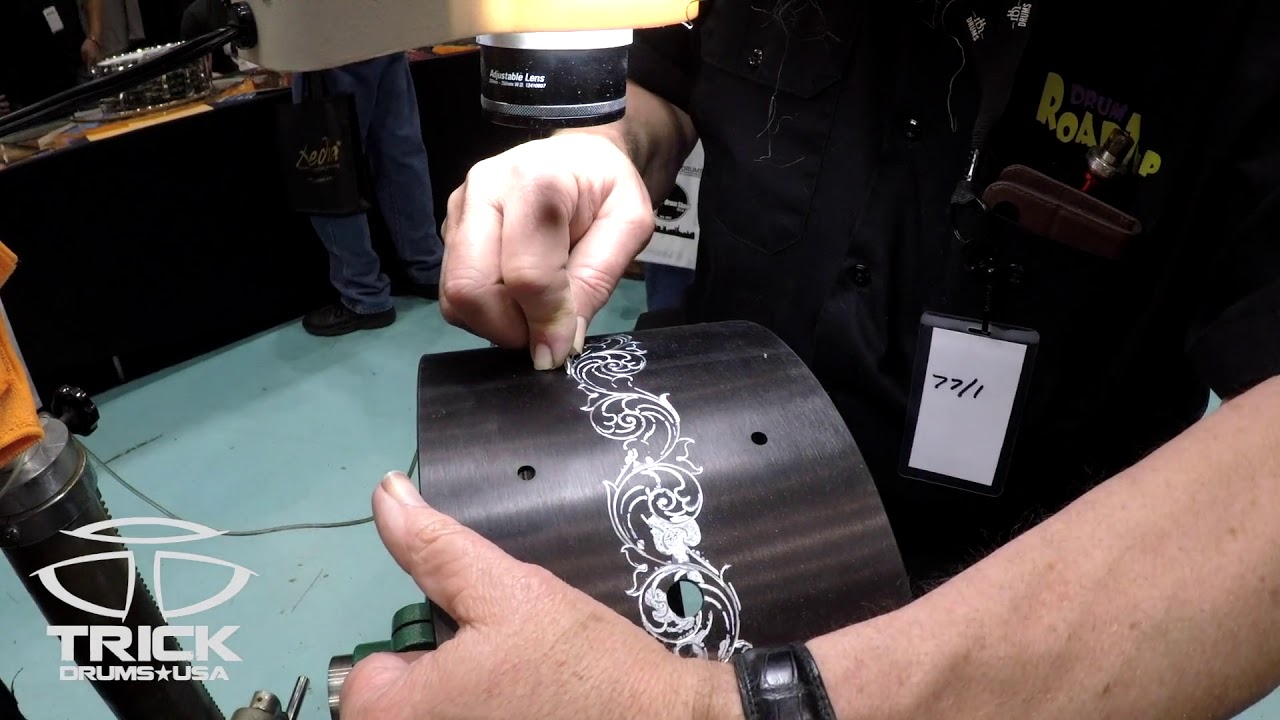 Trick Drums Custom AL13 Hand Engraved Snare Drum - YouTube
