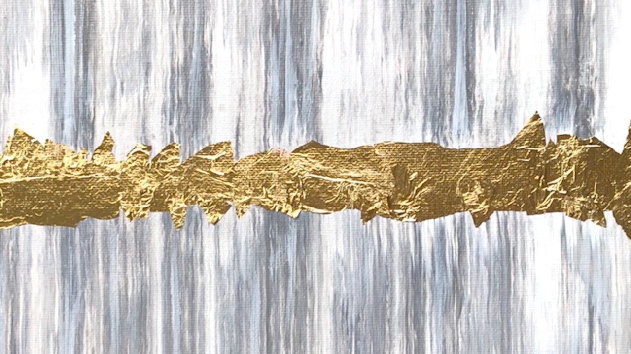 Abstract Acrylic Painting Swipe Technique With Gold Leaf - YouTube