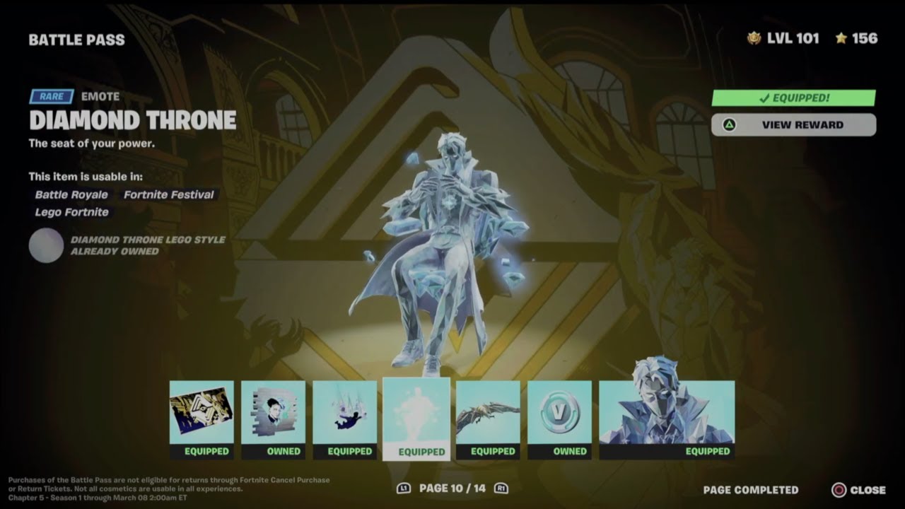 How to Unlock Diamond Throne Emote in Fortnite | Battle Pass Page 10 ...